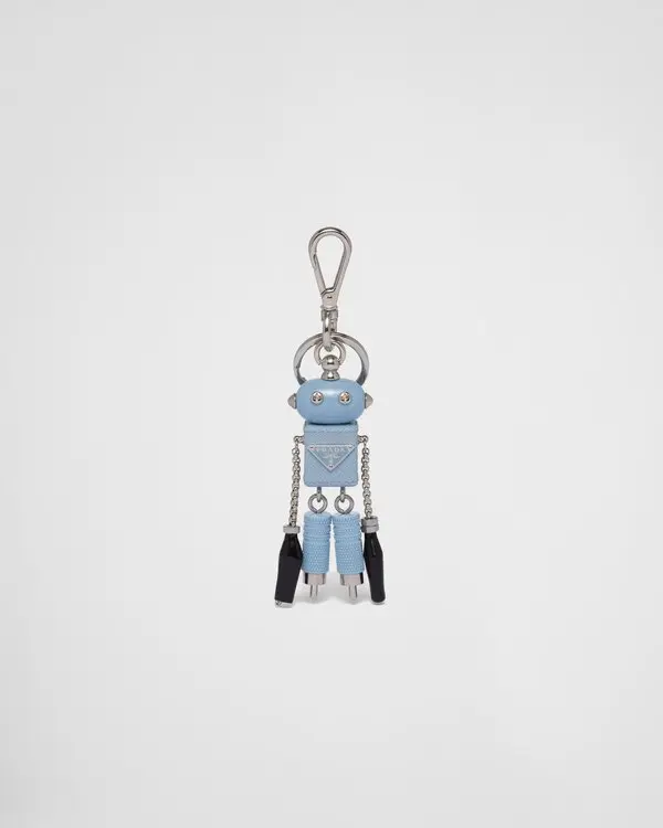 Prada Saffiano Leather Robot Bag Charm - Light Blue | Editorialist